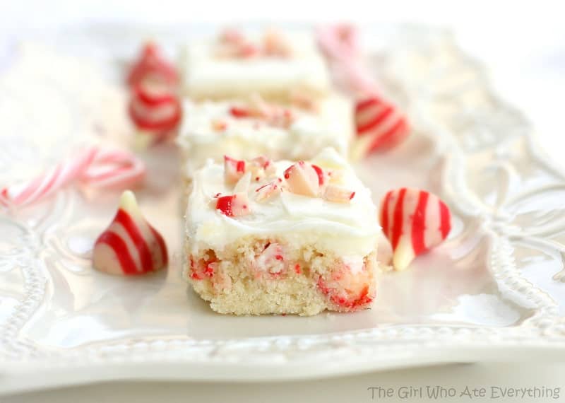 Candy Cane Kiss Sugar Cookie Bars