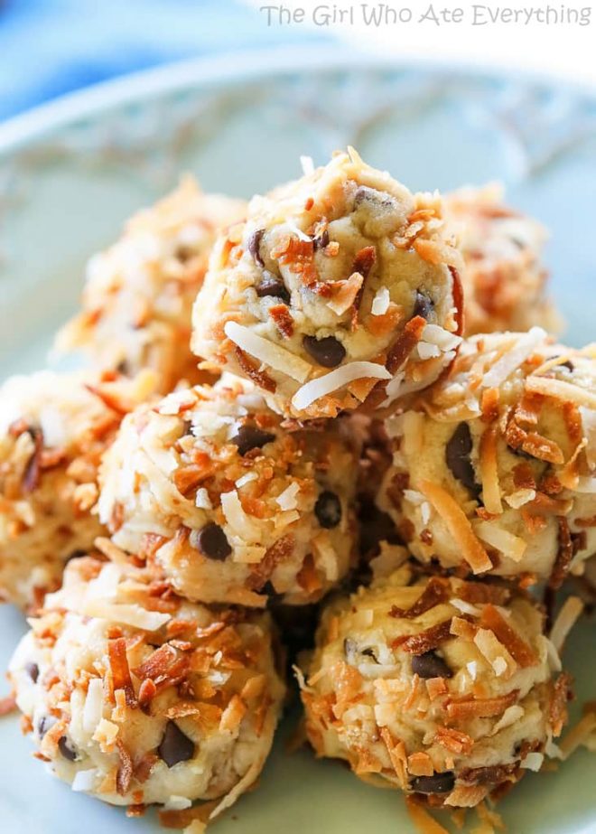 Toasted Coconut Cookie Dough Bites | The Girl Who Ate Everything