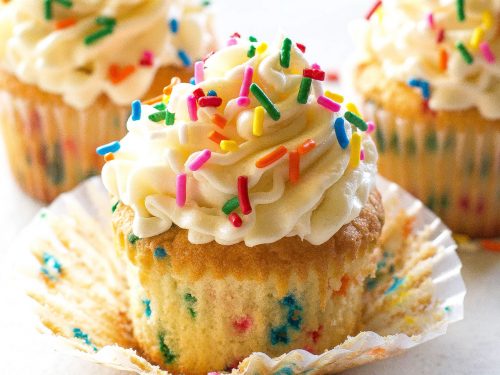 Rainbow Sprinkle Cupcakes